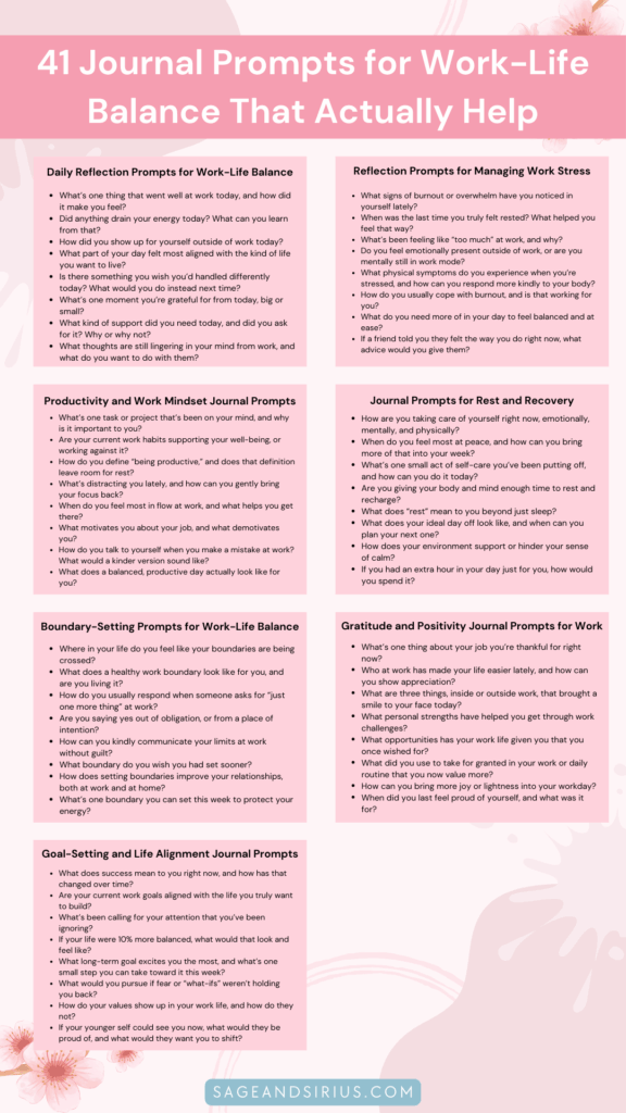 41 Journal Prompts for Work-Life Balance That Actually Help - Sage and ...