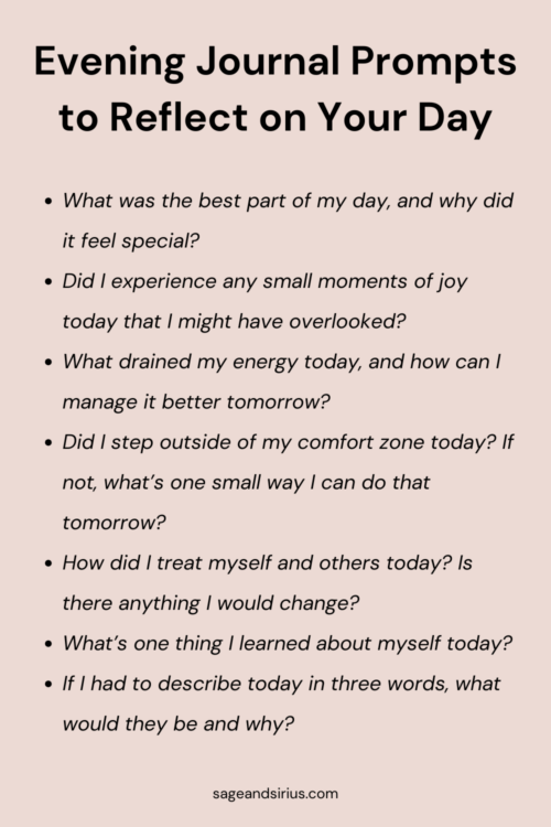 41 Evening Journal Prompts to Reflect and Unwind Before Bed - Sage and ...