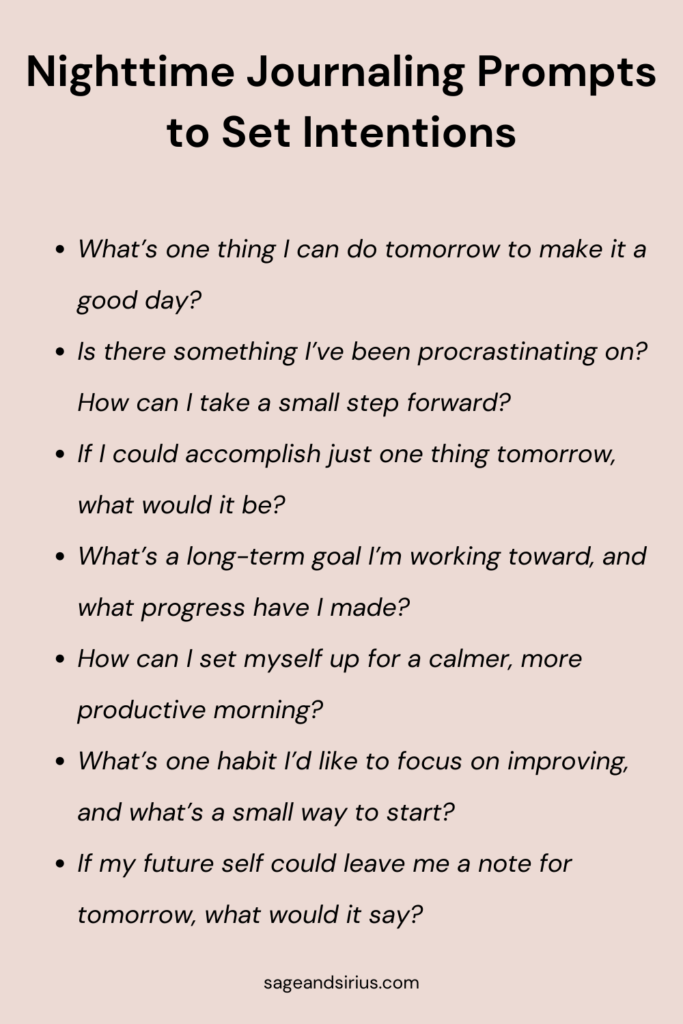 41 Evening Journal Prompts to Reflect and Unwind Before Bed - Sage and ...