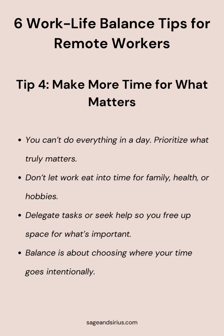6 Work-Life Balance Tips for Remote Workers - Sage and Sirius